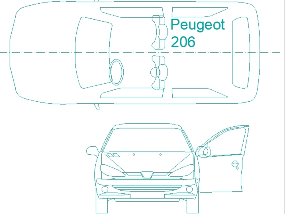 Peugeot 206 in AutoCAD | Download CAD free (34.24 KB) | Bibliocad