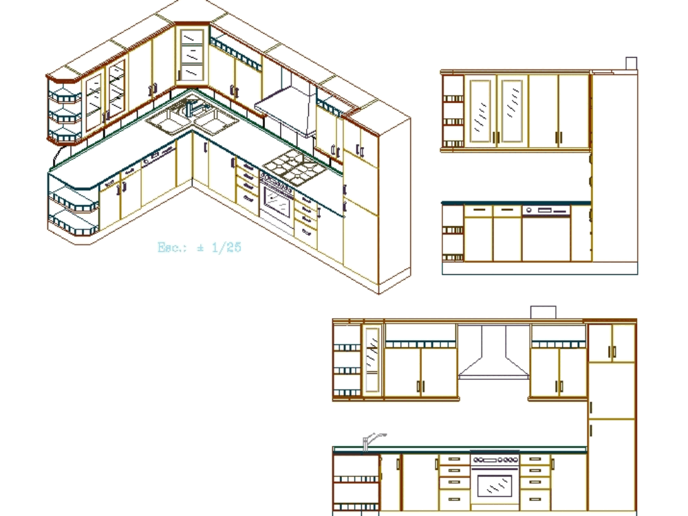 Kitchen in AutoCAD | CAD download (91.49 KB) | Bibliocad