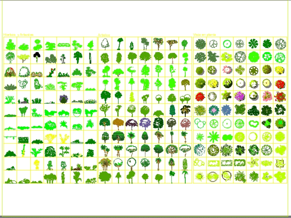 Pack de arboles 2d en AutoCAD | Descargar CAD (10.64 MB) | Bibliocad