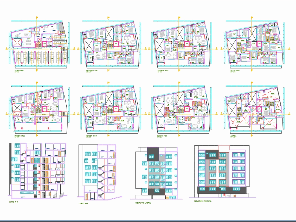 Departments building in AutoCAD | CAD download (1.04 MB) | Bibliocad