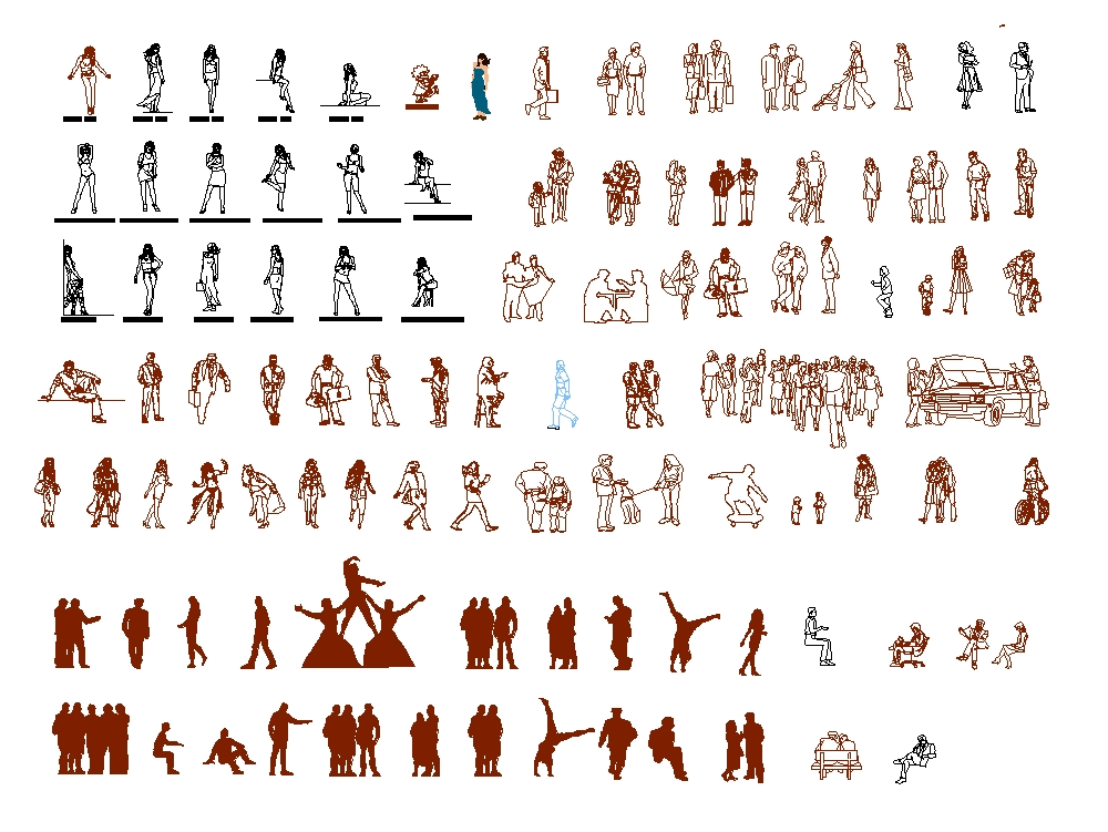 Personas 2d en AutoCAD | Descargar CAD gratis (2.76 MB) | Bibliocad