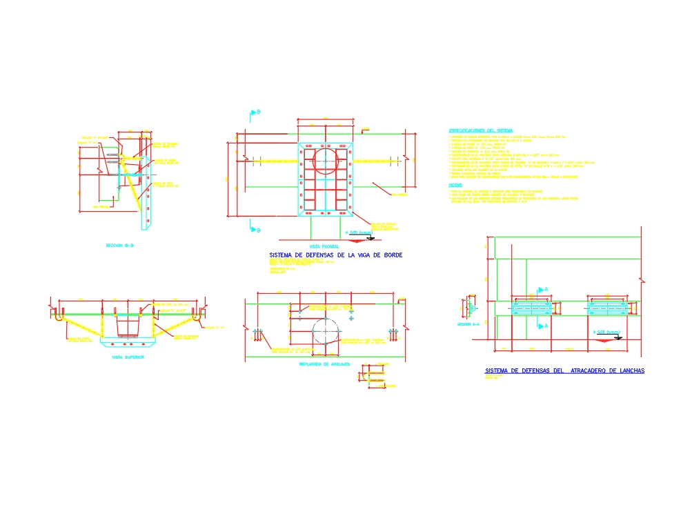 Sistema de defensas para muelle en AutoCAD | CAD (132.59 KB) | Bibliocad