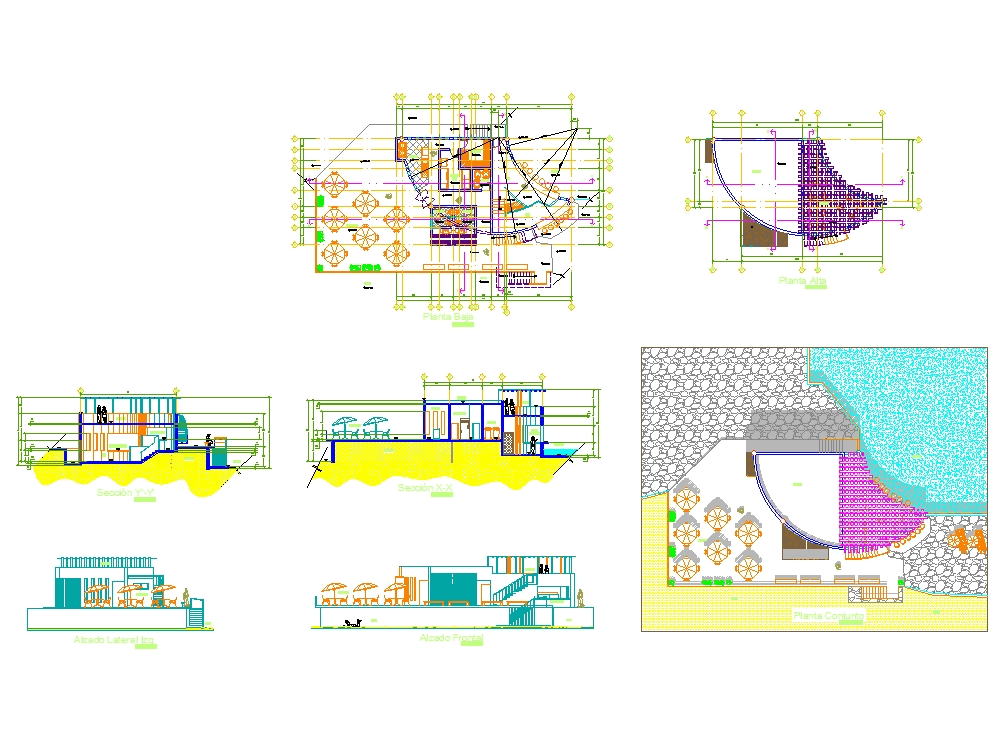 Snack bar en AutoCAD | Descargar CAD gratis (2.04 MB) | Bibliocad