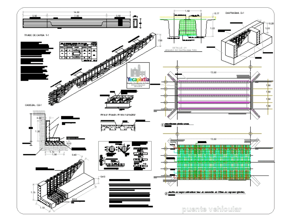 Plano estructural de puente vehicular (1.49 MB) | Bibliocad
