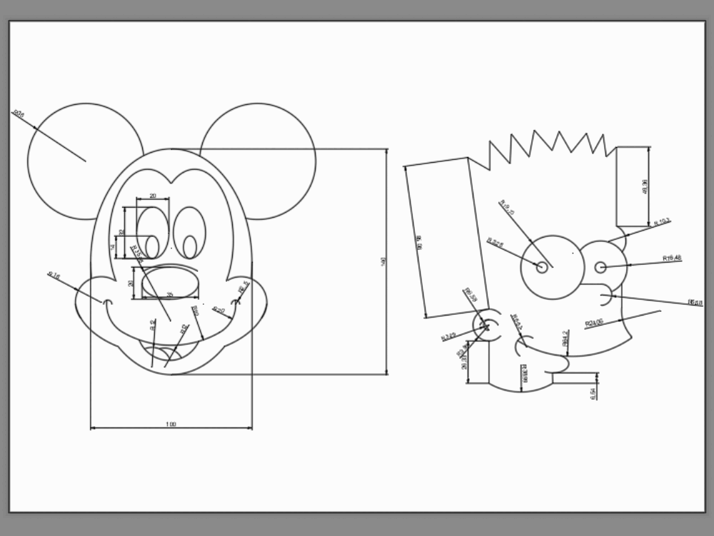 Mickey y bard en AutoCAD | Descargar CAD gratis (46.55 KB) | Bibliocad
