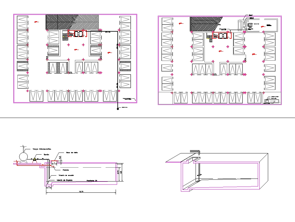 Estanque de agua subterraneo en AutoCAD | CAD (138.94 KB) | Bibliocad