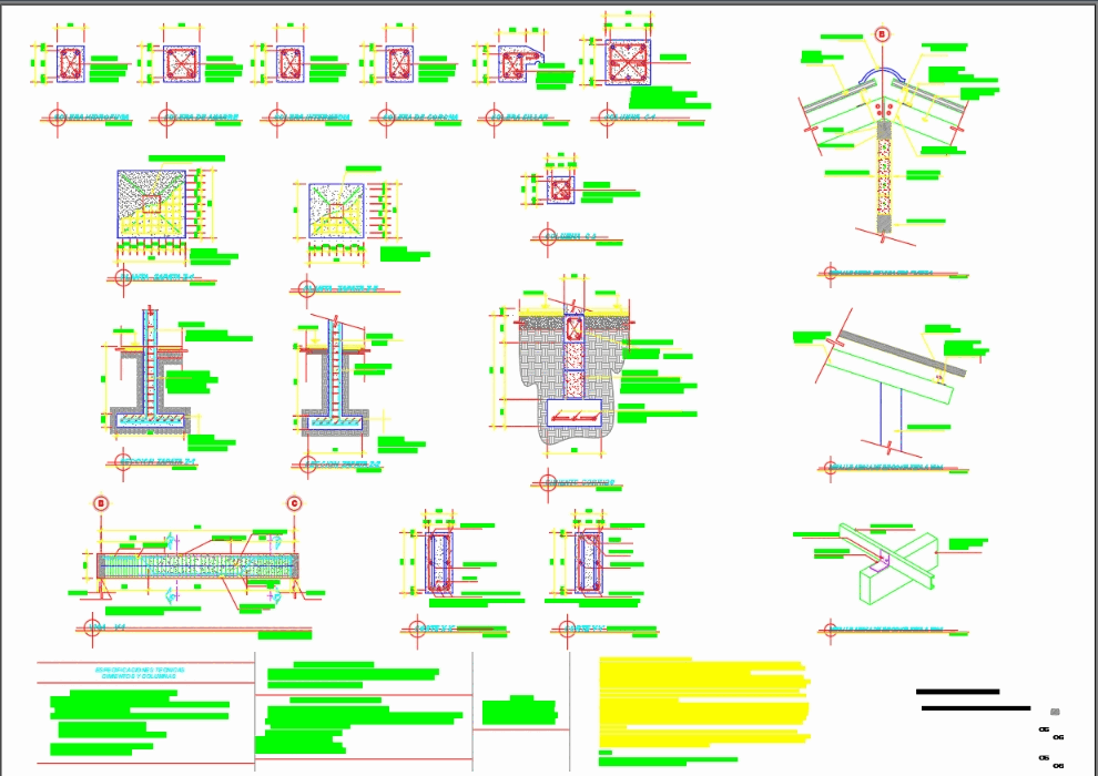 Foundations and beams in AutoCAD | CAD download (492.47 KB) | Bibliocad