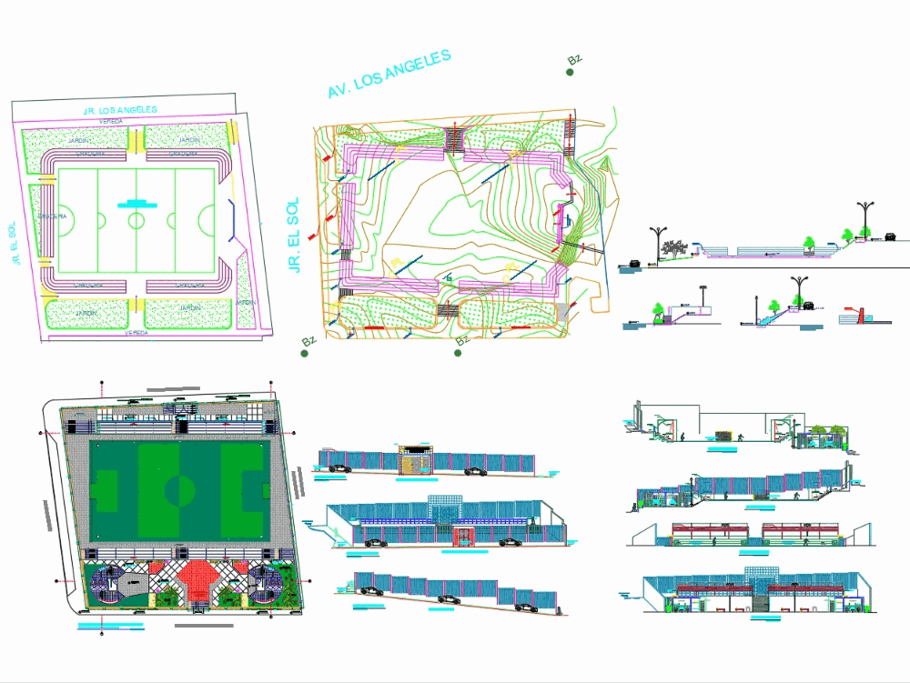 Sports complex in AutoCAD | CAD download (1.52 MB) | Bibliocad