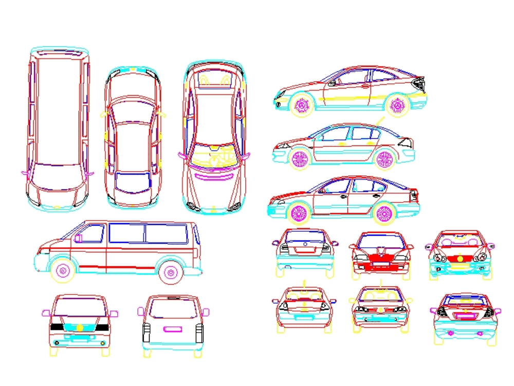 Cars en AutoCAD | Descargar CAD (238.47 KB) | Bibliocad