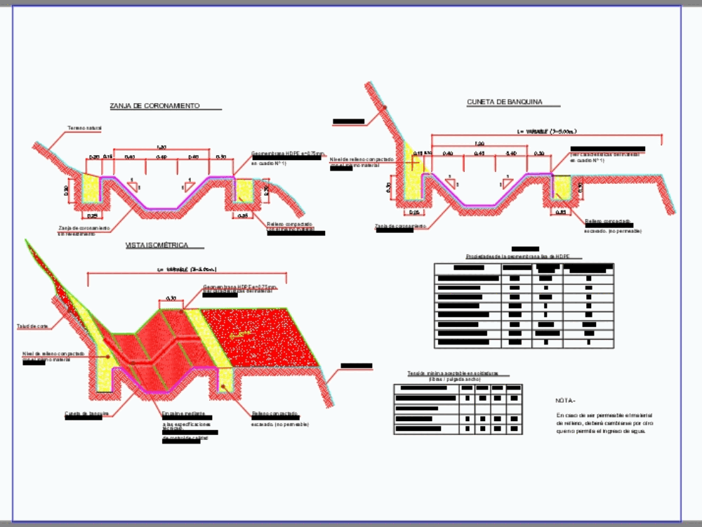 Cuneta con geomembrana en AutoCAD | Descargar CAD (618.1 KB) | Bibliocad