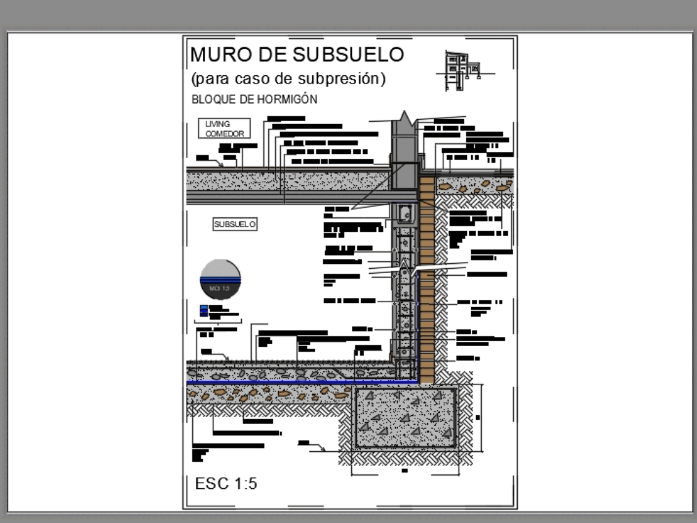Muro de subsuelo en AutoCAD | Descargar CAD (138.8 KB) | Bibliocad