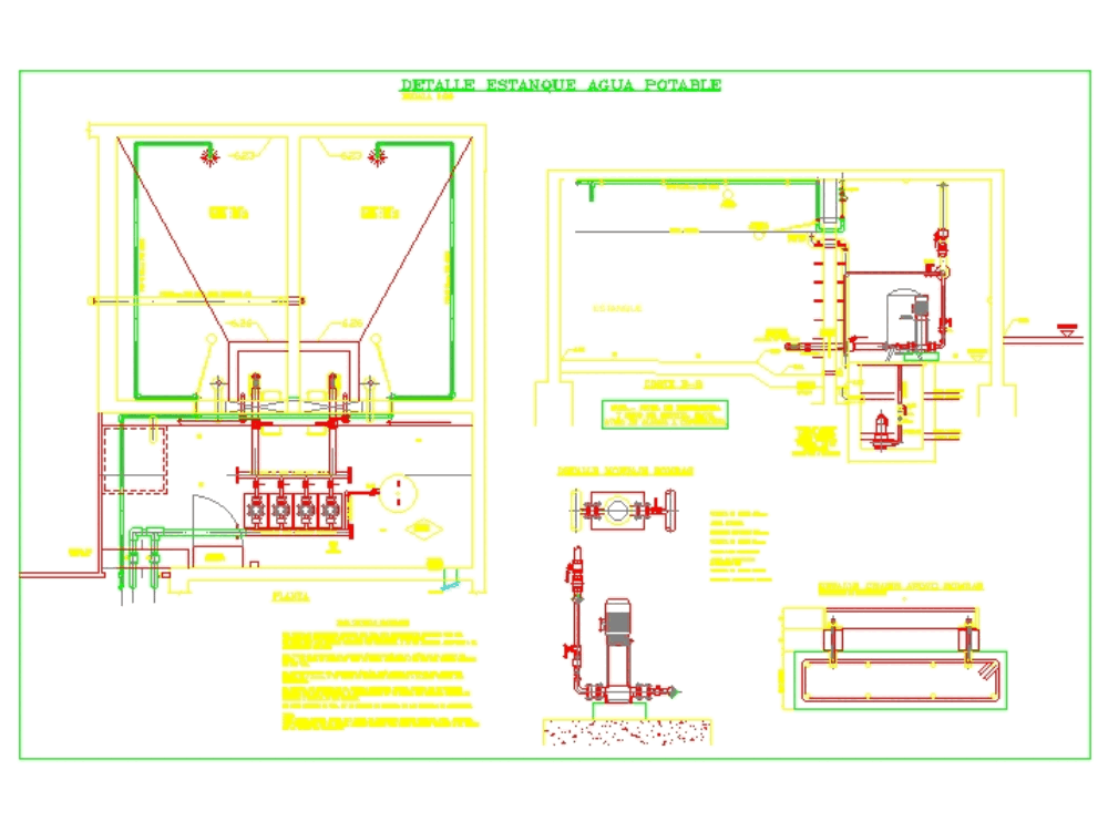 Estanque de agua potable en AutoCAD | Descargar CAD (318.03 KB) | Bibliocad