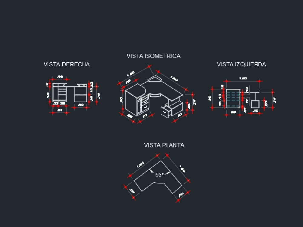 Corner desk in AutoCAD | CAD download (760.31 KB) | Bibliocad
