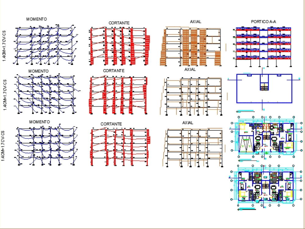 Diagrama de porticos de 5 pisos en AutoCAD | CAD (798.9 KB) | Bibliocad