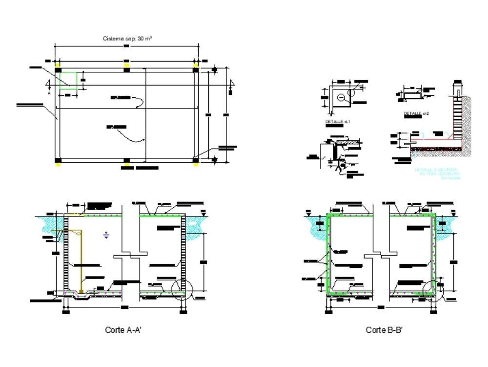 Cisterna 30 m3 en AutoCAD | Descargar CAD (241.2 KB) | Bibliocad