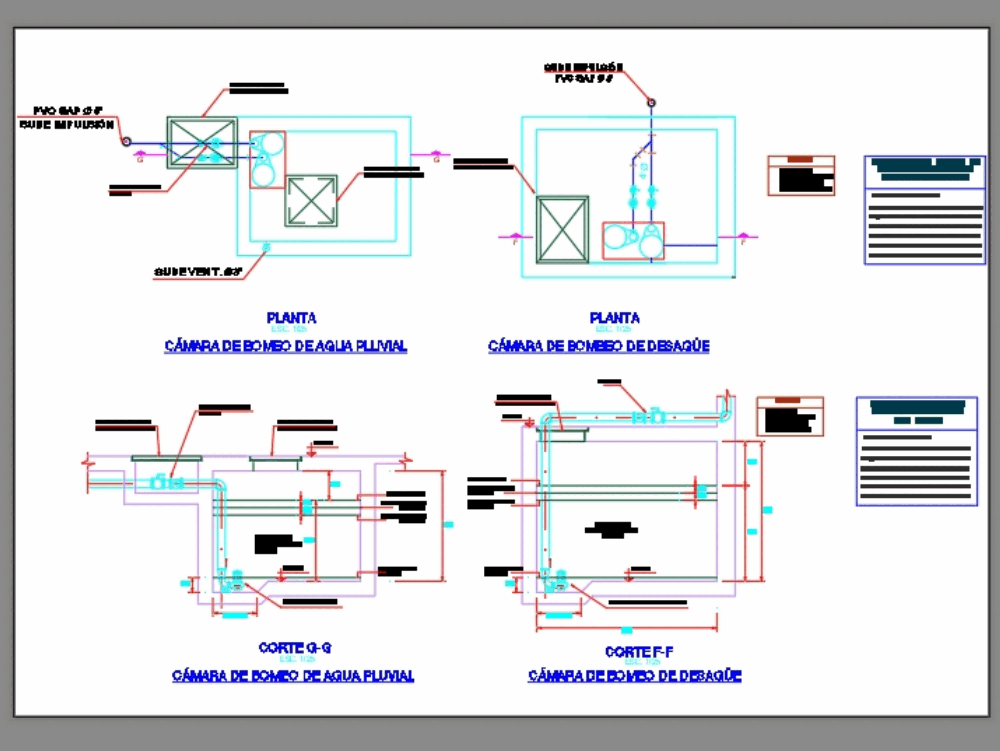 Camara de bombeo en AutoCAD | Descargar CAD gratis (2.54 MB) | Bibliocad