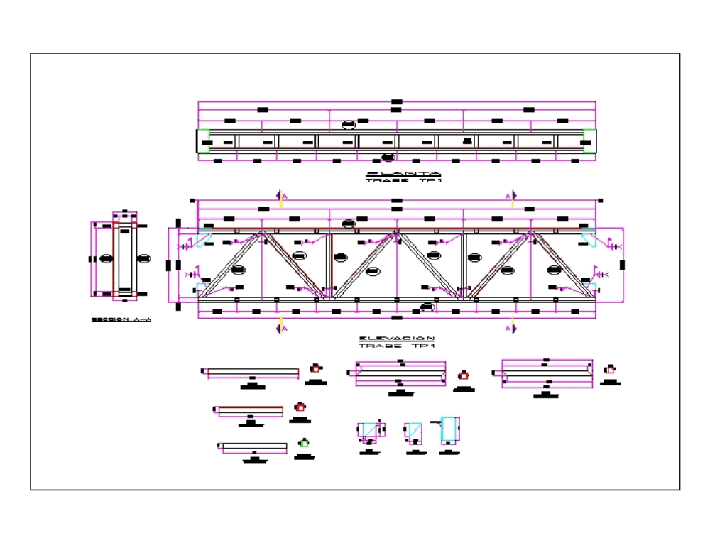 Viga doble reticulada de acero en AutoCAD | CAD (181.26 KB) | Bibliocad