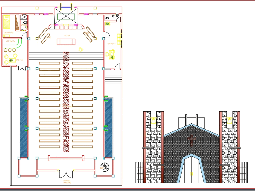 Church in AutoCAD | CAD download (2.69 MB) | Bibliocad