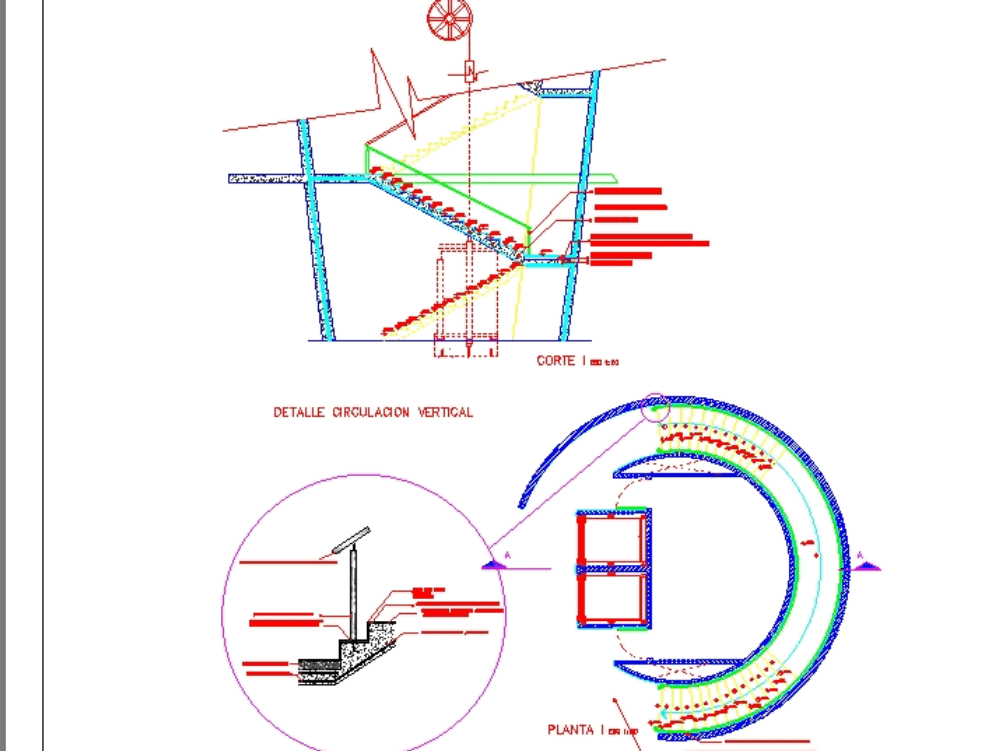 Circular staircase in AutoCAD | CAD download (175.51 KB) | Bibliocad