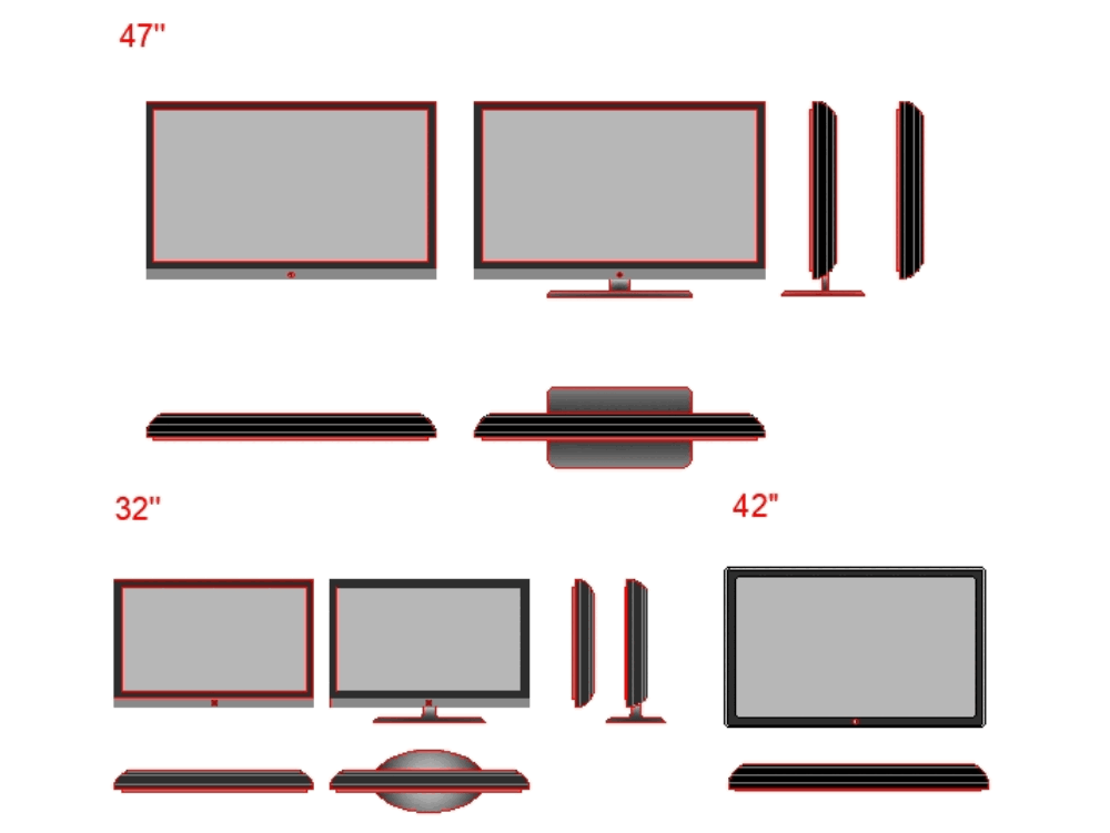 Lcd tvs in AutoCAD | Download CAD free (27.76 KB) | Bibliocad