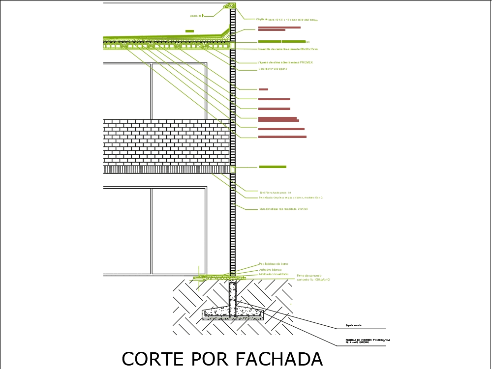 Corte por fachada en AutoCAD | Descargar CAD gratis (93.23 KB) | Bibliocad