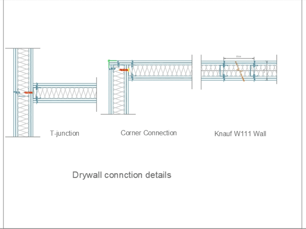 Drywall connection details in AutoCAD | CAD (93.08 KB) | Bibliocad