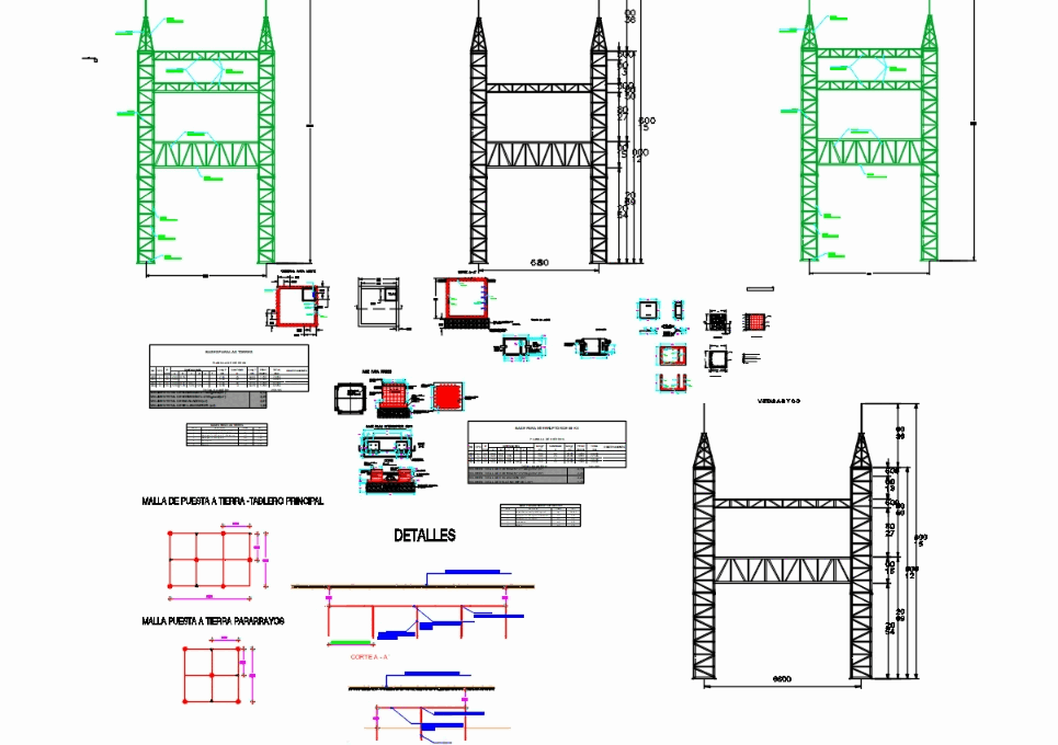 Detail of structures and foundations of electricity substation (11.26 ...