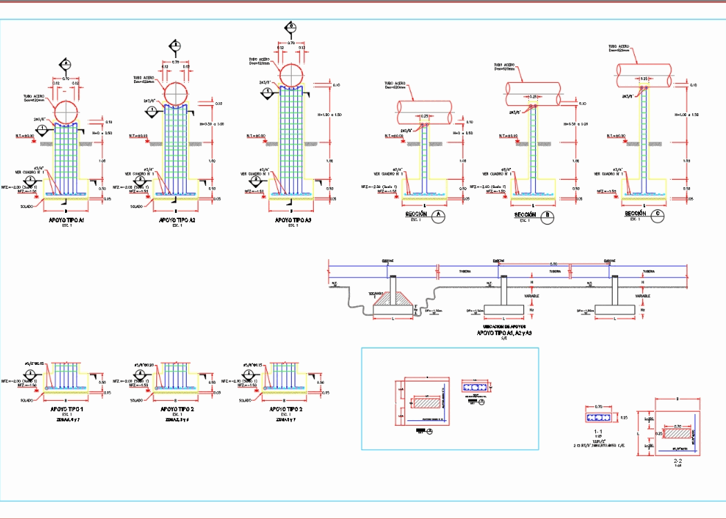 Concrete supports in AutoCAD | CAD download (1.06 MB) | Bibliocad