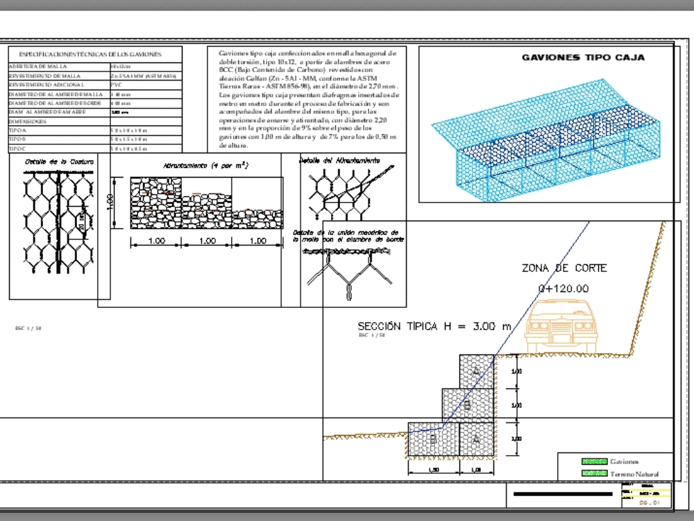 Gabion section in AutoCAD | CAD download (975.59 KB) | Bibliocad