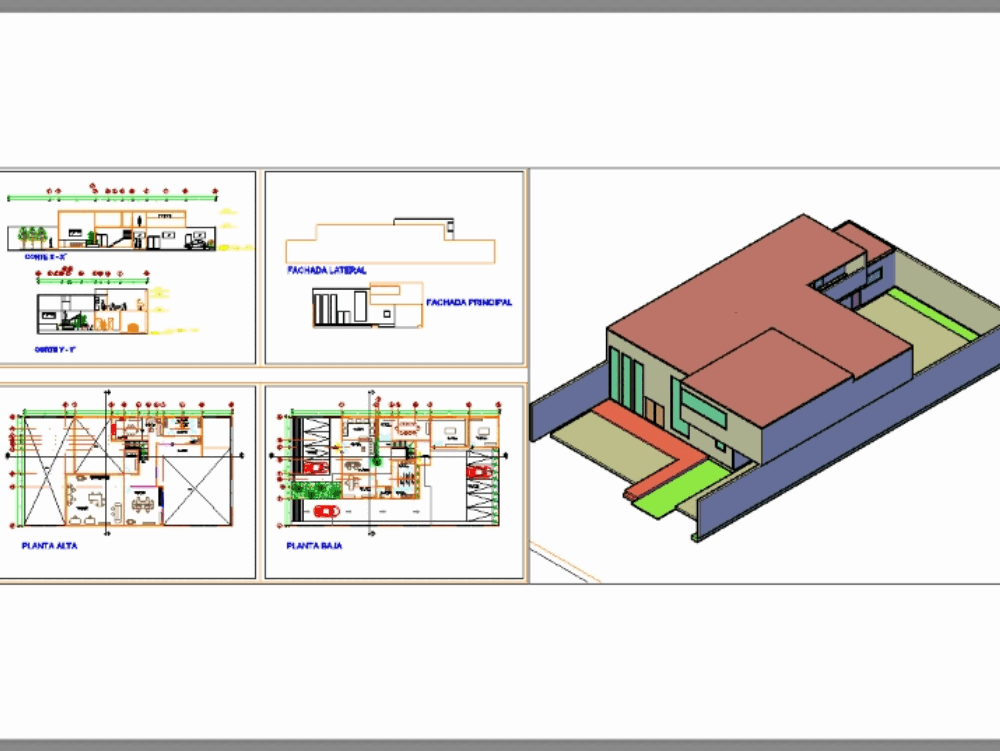 I study architecture in AutoCAD | Download CAD free (1.66 MB) | Bibliocad