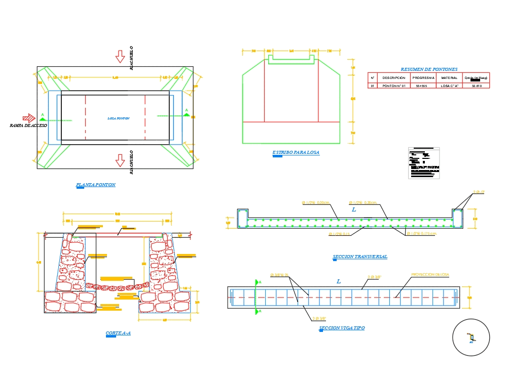 Ponton de 5m en AutoCAD | Descargar CAD gratis (383.78 KB) | Bibliocad