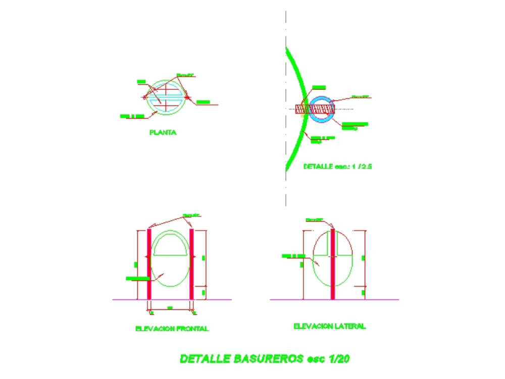 Basurero en AutoCAD | Descargar CAD (51.98 KB) | Bibliocad