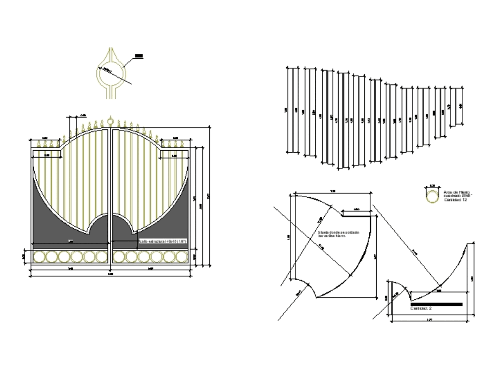 Iron gate in AutoCAD | CAD download (60.87 KB) | Bibliocad
