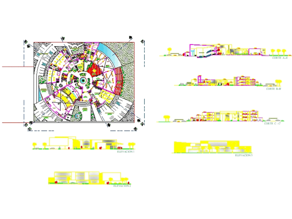 Centro cultural en AutoCAD | Descargar CAD (6.21 MB) | Bibliocad