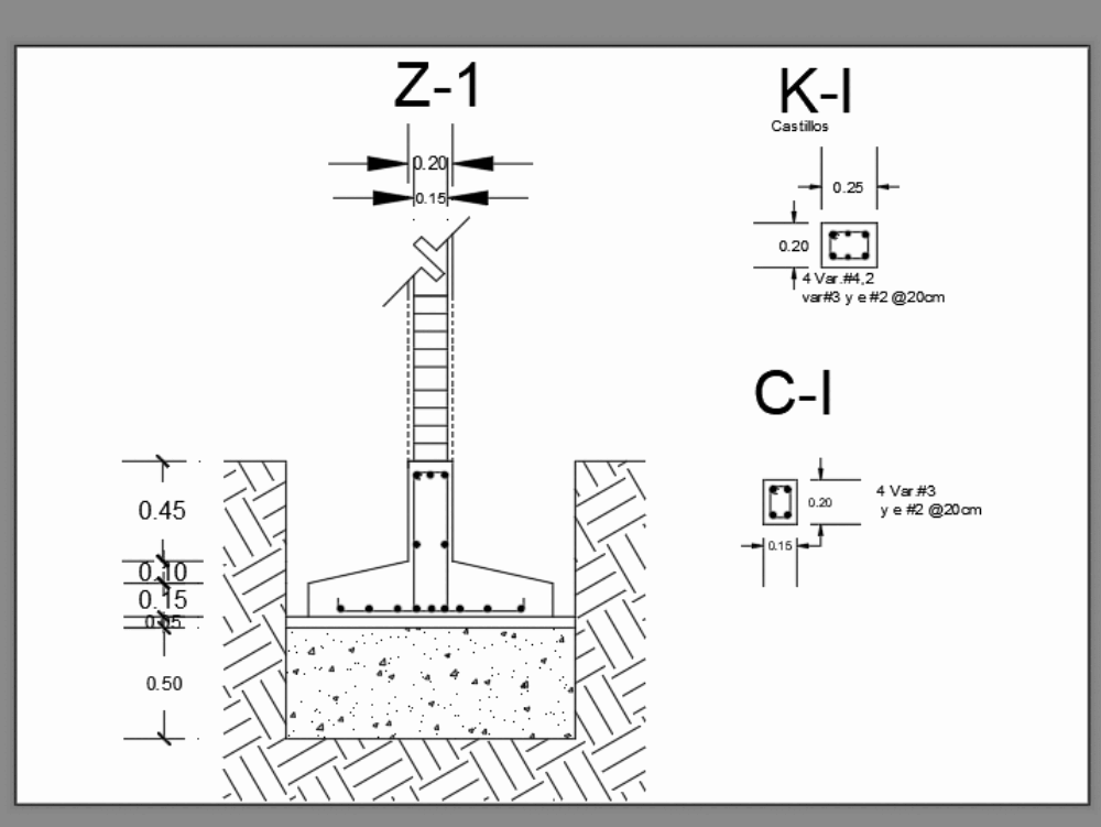 Zapata de cerezo de chilapa en AutoCAD | CAD (74.54 KB) | Bibliocad