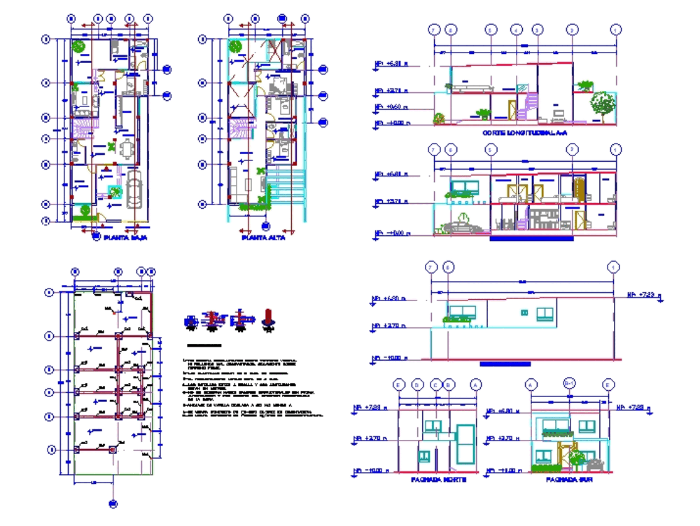 Casa de 2 niveles en AutoCAD | Descargar CAD gratis (1.81 MB) | Bibliocad