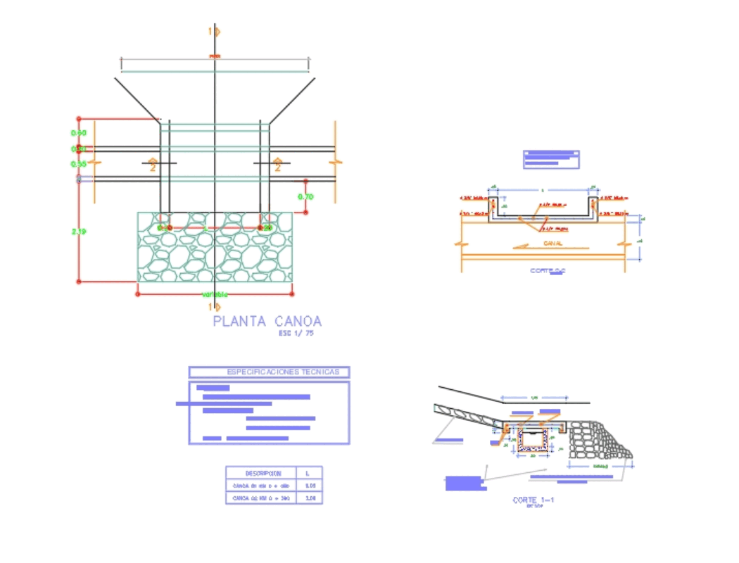 Encofrado canal rectangular en AutoCAD | CAD (1.07 MB) | Bibliocad