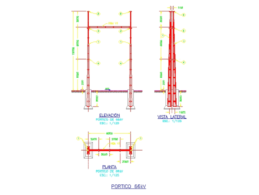 Portico de hormigon armado en AutoCAD | CAD (511.49 KB) | Bibliocad