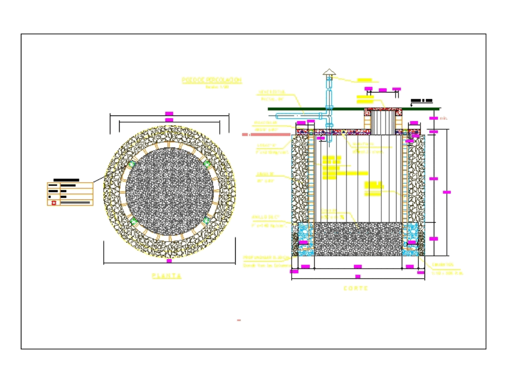 Percolation well in AutoCAD | CAD download (1.25 MB) | Bibliocad