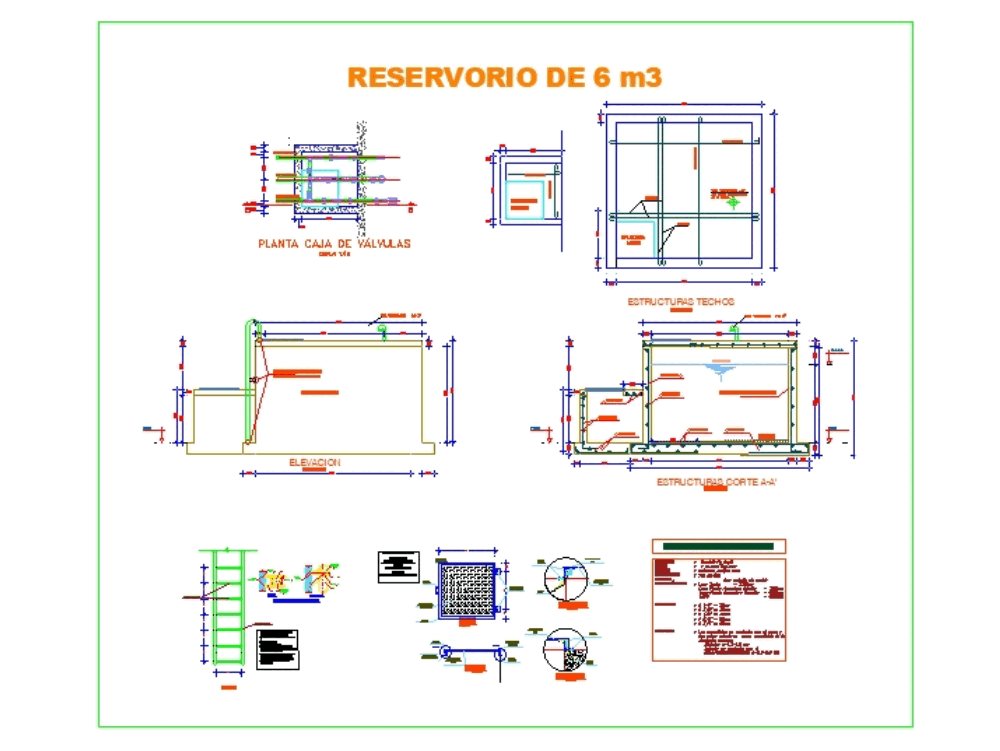 Reservorio de 7m3 en AutoCAD | Descargar CAD (385.73 KB) | Bibliocad