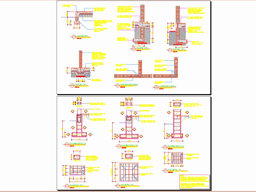 Shoe Footing Constructive Structure Cad Drawing Details