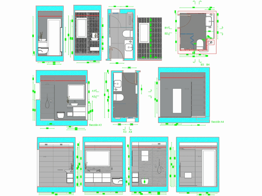 Bathroom design in AutoCAD | CAD download (983.47 KB) | Bibliocad