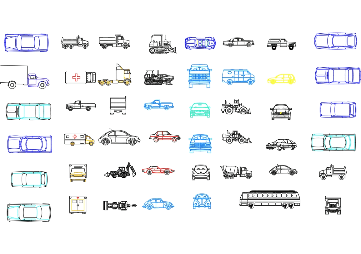 Vehicles in AutoCAD | CAD download (1.94 MB) | Bibliocad