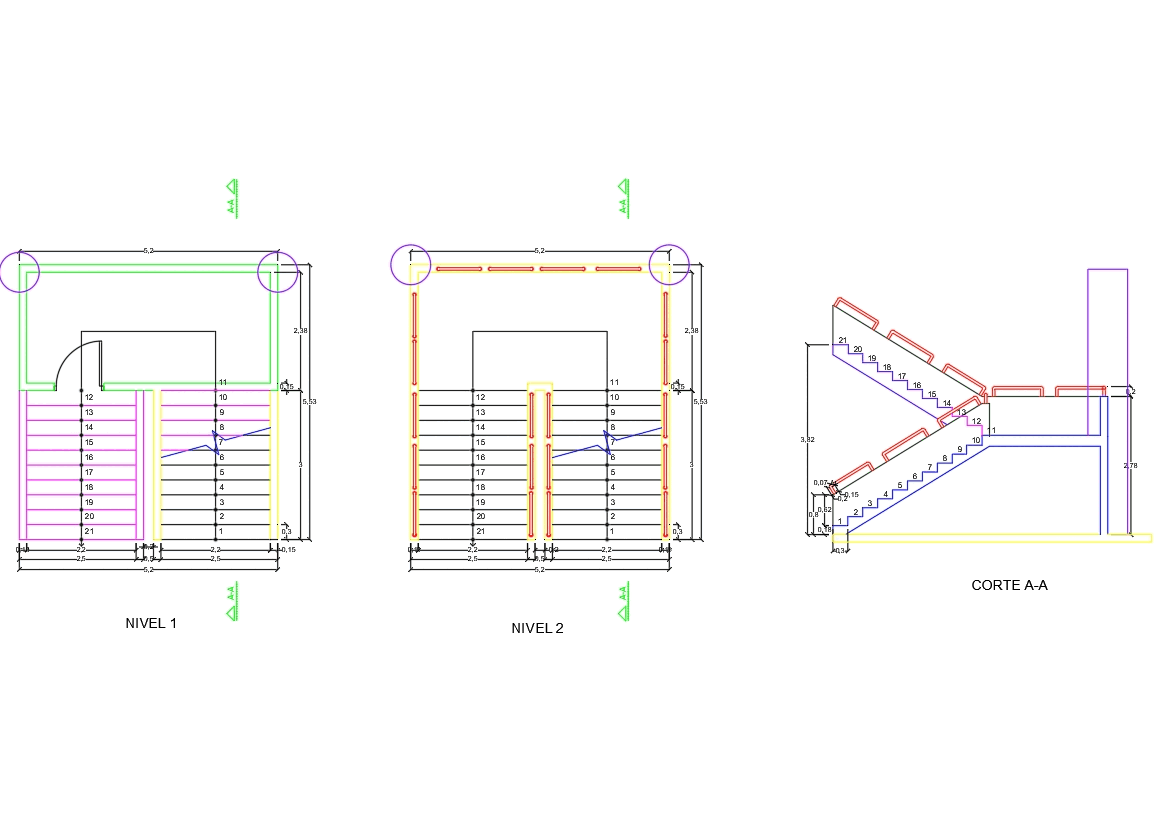 Escalera en AutoCAD | Descargar CAD gratis (65.29 KB) | Bibliocad