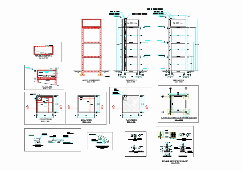 Tanque elevado en AutoCAD | Descargar CAD (405.35 KB) | Bibliocad