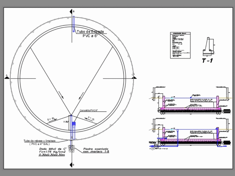 Reservorio 100 m3 en AutoCAD | Descargar CAD (262.19 KB) | Bibliocad