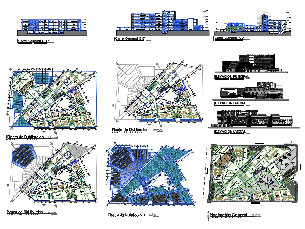 Centro cultural en AutoCAD | Descargar CAD (1.64 MB) | Bibliocad