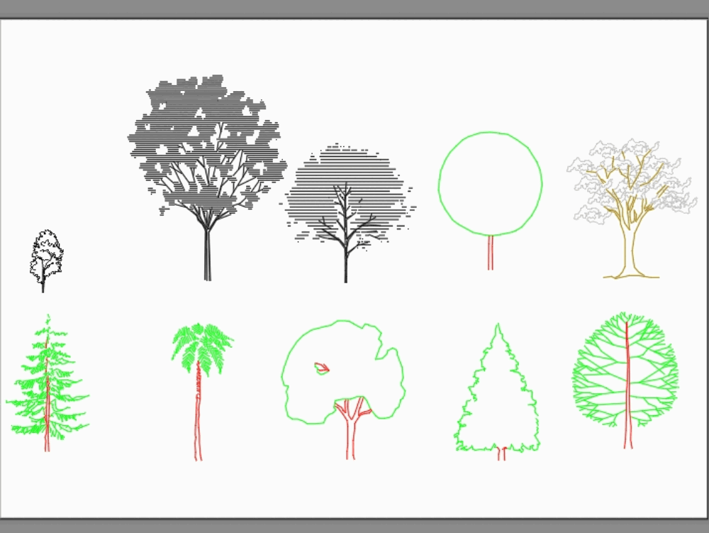 Arboles en AutoCAD | Descargar CAD gratis (190.47 KB) | Bibliocad