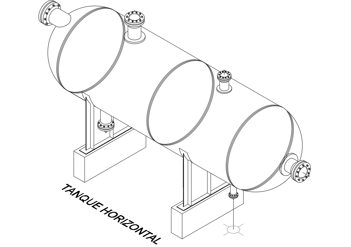 Tanque horizontal em AutoCAD | Baixar CAD (69.34 KB) | Bibliocad