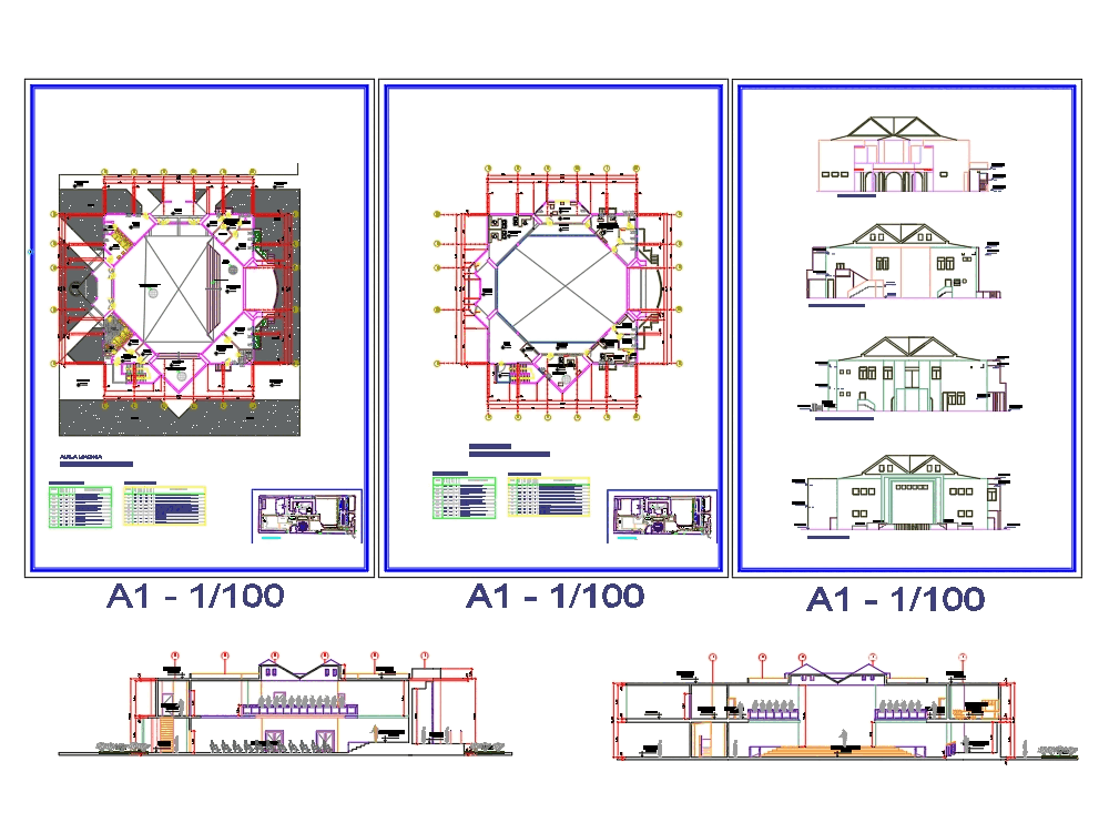 Aula magna usat en AutoCAD | Descargar CAD (2.03 MB) | Bibliocad